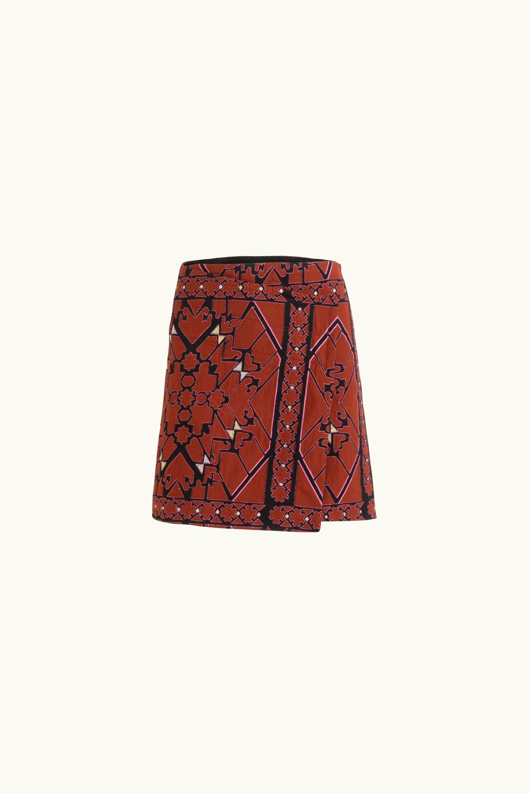 Jericho Embroidered Cotton Mini Wrap Skirt | FLANNEL
